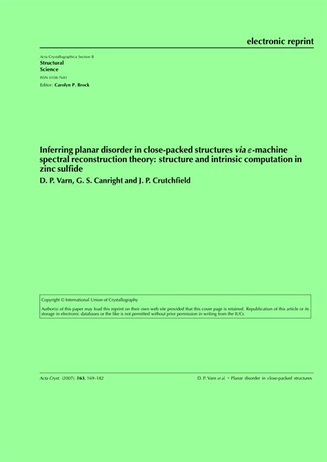 Pdf Inferring Planar Disorder In Close Packed Structures Via Machine
