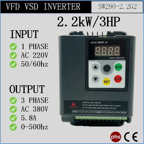 Jual Vfd Vsd Inverter Input 1 Phase 220v Output 3 Phase 380v Shopee