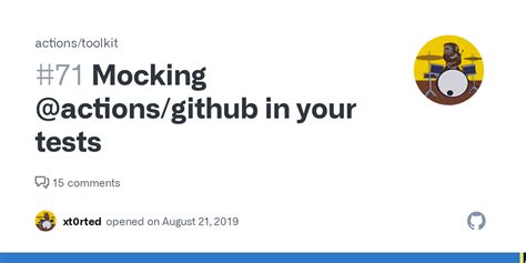 Mocking Actions Github In Your Tests Issue Actions Toolkit GitHub