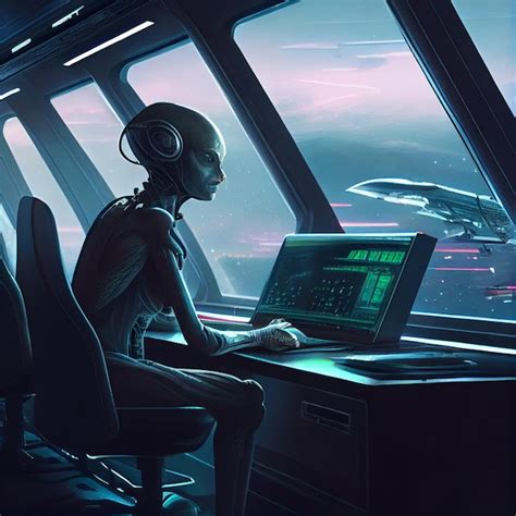 Premium Ai Image There Is A Man Sitting At A Desk With A Laptop Computer Generative Ai