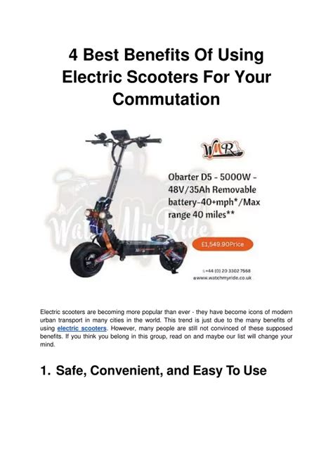 Ppt 4 Best Benefits Of Using Electric Scooters For Your Commutationppt Powerpoint