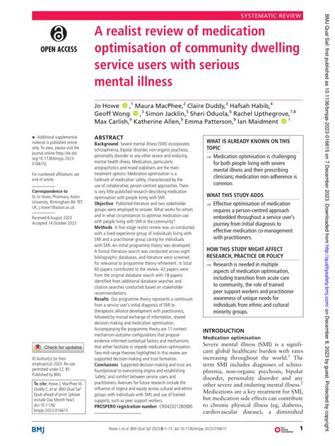 Pdf A Realist Review Of Medication Optimisation Of Community Dwelling Service Users With