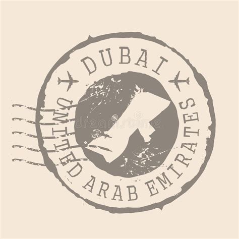 Stamp Postal Of Dubai Is City Of United Arab Emirates Map Silhouette