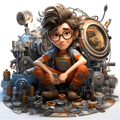 Premium Photo 3d Illustration Of A Girl With Glasses Sitting In Front