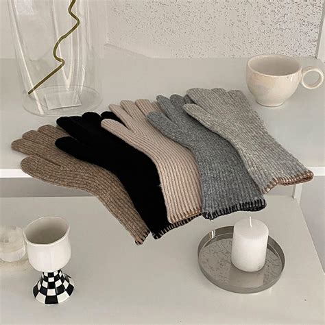 유야 양모핸드메이드 뜨개 니트 핑거 홀 손가락 스마트 터치 롱 장갑 선물 니트장갑 털장갑 방한용품 5컬러 Ag0006 가을 겨울 코디