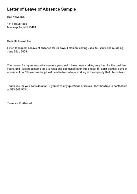 Request Letter For A Leave Of Absence At Getjessieblog Blog