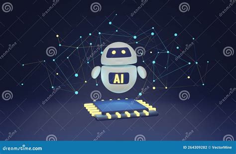 Ai Cyberspace Smart Bot With Processor 3d Illustration Concept Stock Illustration