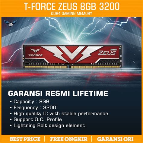 Jual Ram Team T Force Zeus 8gb 3200 Single Ddr4 Pc 3200mhz Longdimm