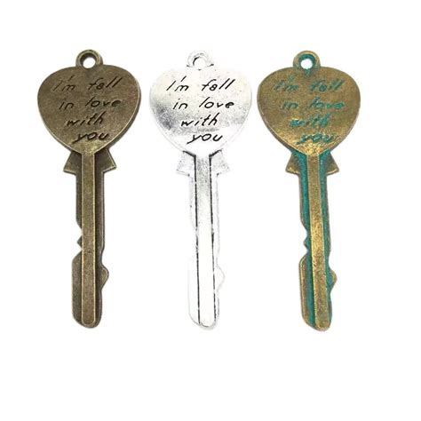 빈티지 러브 하트 8 개 나는 당신과 사랑에 빠졌습니다 키 참 목걸이 발렌타인 웨딩 공예 보석 만들기 위시버킷