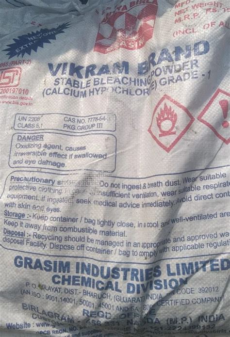 Industrial Grade Vikram Bleaching Powder 25 Kgs Bag 37 At ₹ 1350kg