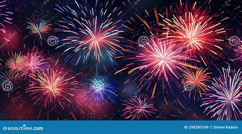 Fire Work Explosion At Night Sky A Device Containing Gunpowder And Other Combustible Chemicals