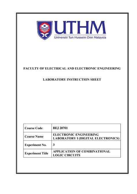 Labdigit 3 Application Of Combinational Logic Circuit FACULTY OF ELECTRICAL AND ELECTRONIC