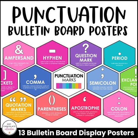Punctuation Marks Posters Visual Aid Bulletin Board Display Classroom Decor Hot Chocolate