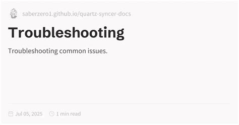 Troubleshooting