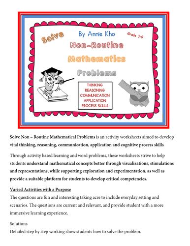 Non Routine Mathematics Problem Teaching Resources