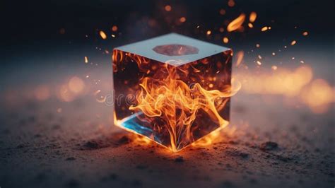 A Close Up Of A Cube Alongside Fire Coming Out Of It Stock Illustration Illustration Of Fire