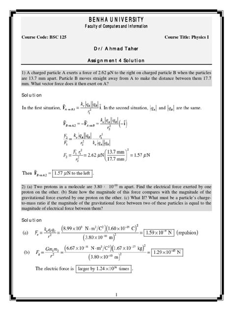 Assignment 4 Solution Pdf Pdf Electric Field Electric Charge