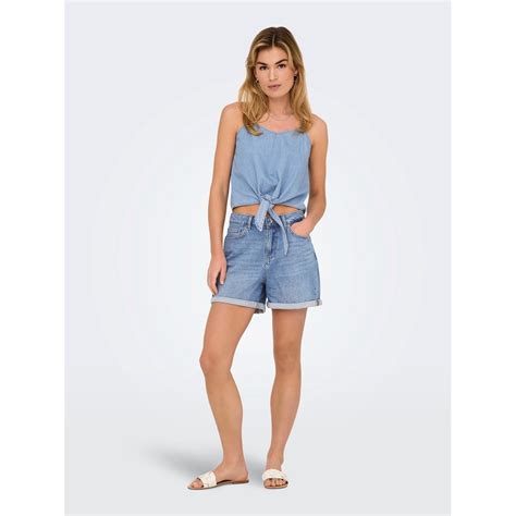 Only Womens Denim Shorts Mid Blue
