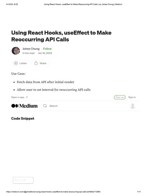 using react hooks useeffect to make reoccurring api calls by johee
