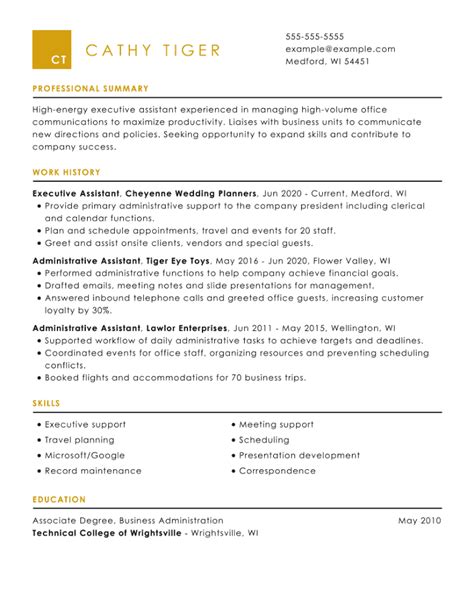 Top Executive Assistant Resume Examples