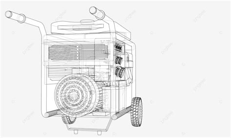 Outline Portable Gasoline Generator Vector Alternator Power Engine