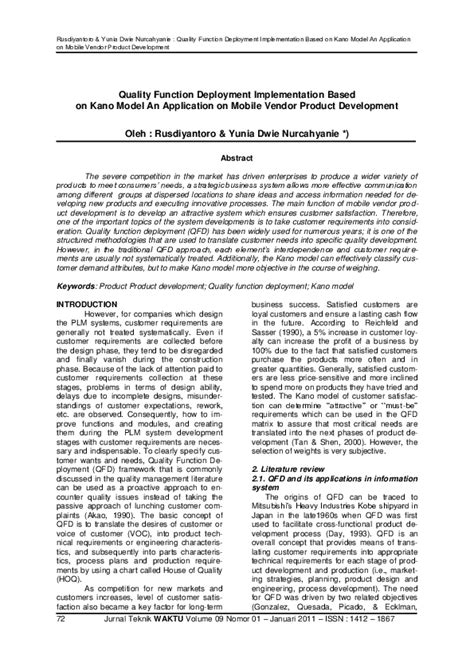 pdf quality function deployment implementation based on kano model an