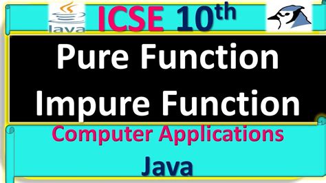 Icse 10th Computer Application Pure And Impure Method In Java Youtube