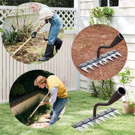 Iron Weeding Rake 5678 Teeth Carbon Steel Garden Weeder Rakes