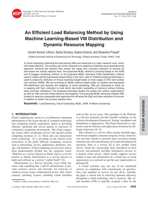 PDF An Efficient Load Balancing Method By Using Machine Learning Based VM Distribution And
