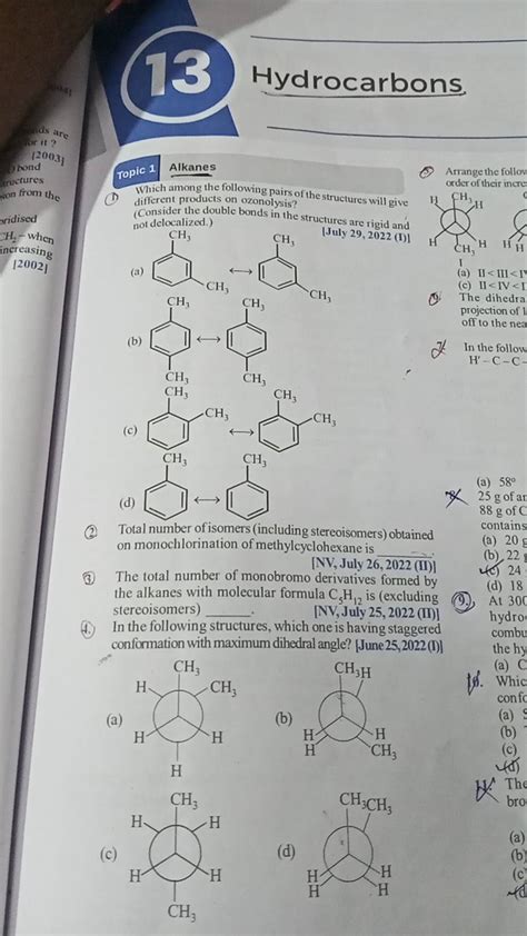 2 Total Number Of Isomers Including Stereoisomers Obtained On Monoch