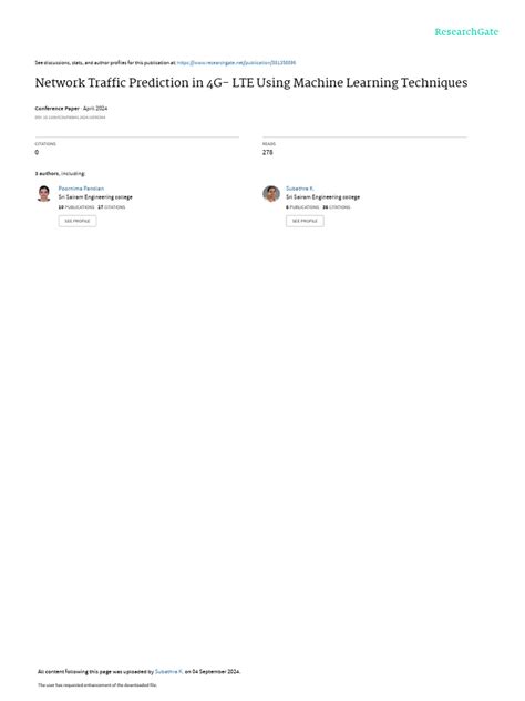 Network Traffic Prediction In 4g Lte Using Machine Learning Techniques Pdf Support Vector