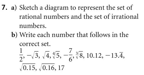 Solved 7 A Sketch A Diagram To Represent The Set Of Rational Numbers And The Set Of