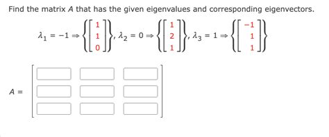 Solved Find The Matrix A That Has The Given Eigenvalues And Chegg