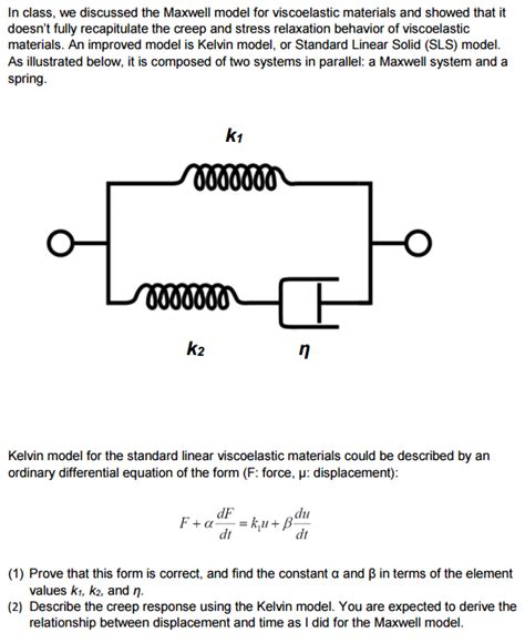 Solved In Class We Discussed The Maxwell Model For Visco