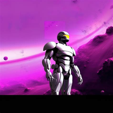 Premium Photo A Robot Stands In Front Of A Purple Background With A