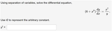 Solved Using Separation Of Variables Solve The Differential Chegg