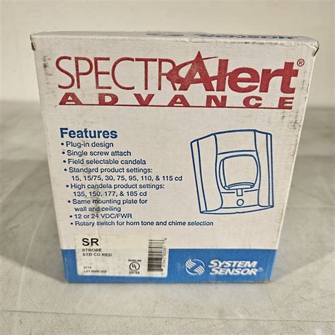 System Sensor Spectralert Sr Fire Alarm Strobe Wall Red Std Candela Ho