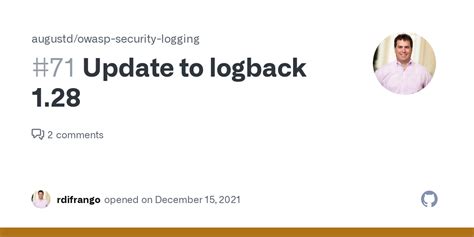 Update To Logback 128 · Issue 71 · Augustdowasp Security Logging · Github