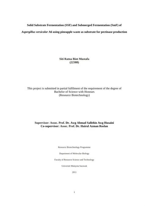 Pdf Solid Substrate Fermentation Ssf And Submerged Substrate
