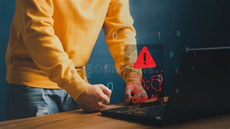 Man Using Laptop Chatting With A Smart Ai Using Chatbot With Triangle