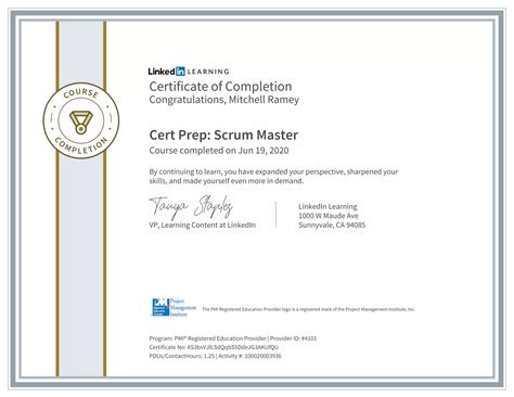 Certificate Of Completion Cert Prep Scrum Master PPT
