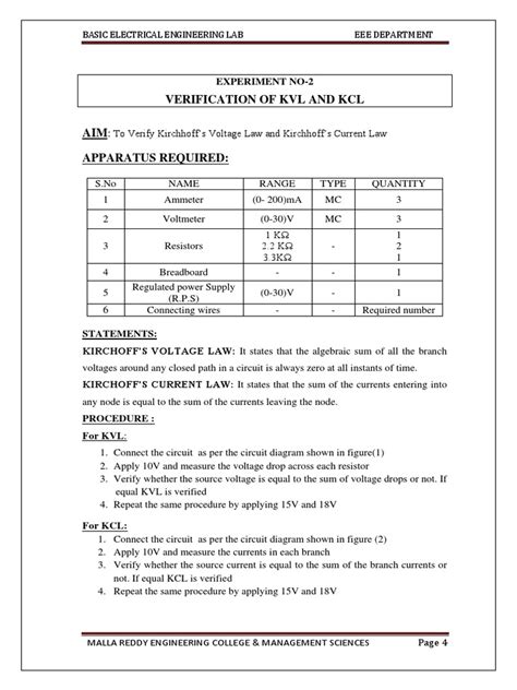 Verification Of Kvl And Kcl Voltage Electrical Network