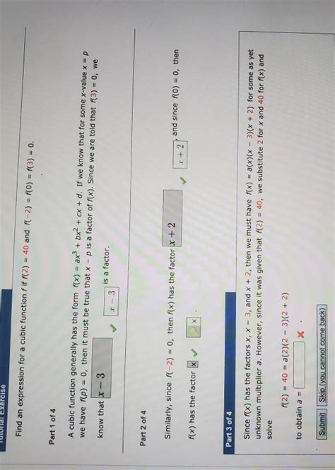 solved exercise find an expression for a cubic function fif