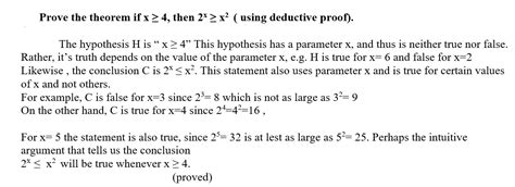 Prove The Theorem If X 4 Then 2x X2 Using Deductive Proof M M R Cse