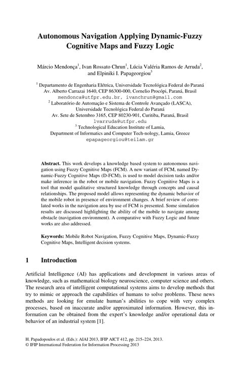 Pdf Autonomous Navigation Applying Dynamic Fuzzy Cognitive Maps And Fuzzy Logic