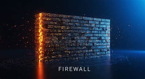 A Digital Illustration Depicts A Conceptual Firewall Represented As A Brick Wall With Stock
