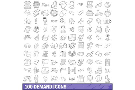 100 Demand Icons Set Outline Style Graphic By Ylivdesign · Creative