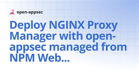 Deploy Nginx Proxy Manager With Open Appsec Managed From Npm Webui