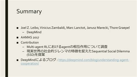 Multi Agent Reinforcement Learning In Sequential Social Dilemmas Ppt