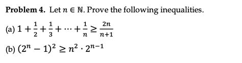 Solved Problem Let NN Prove The Following Inequalities Chegg